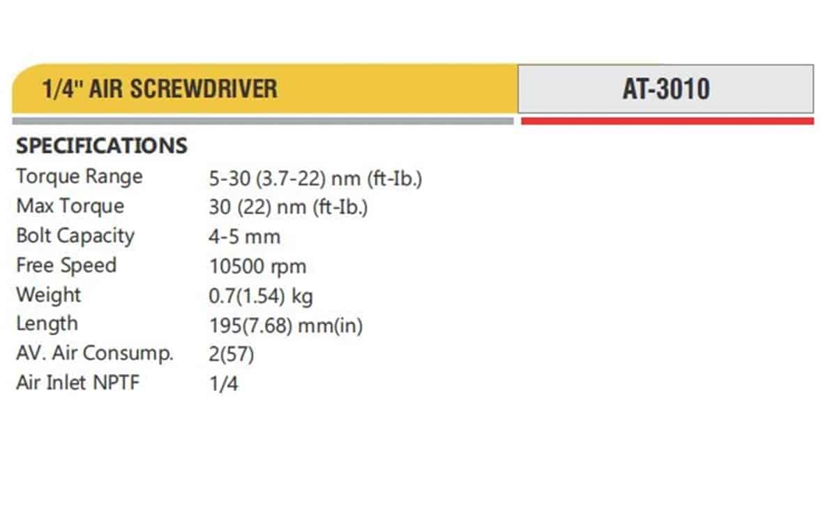 Efficient Air Screwdriver AT-3010 for Precise Screw Fastening